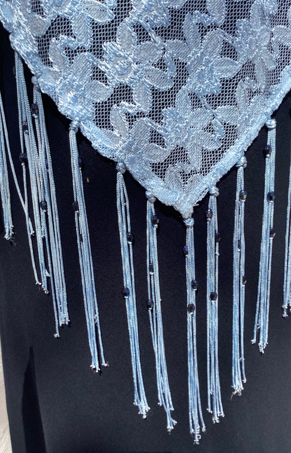 Pretty Sky Blue Lace Shawl with Overall Floral Patter… - Gem