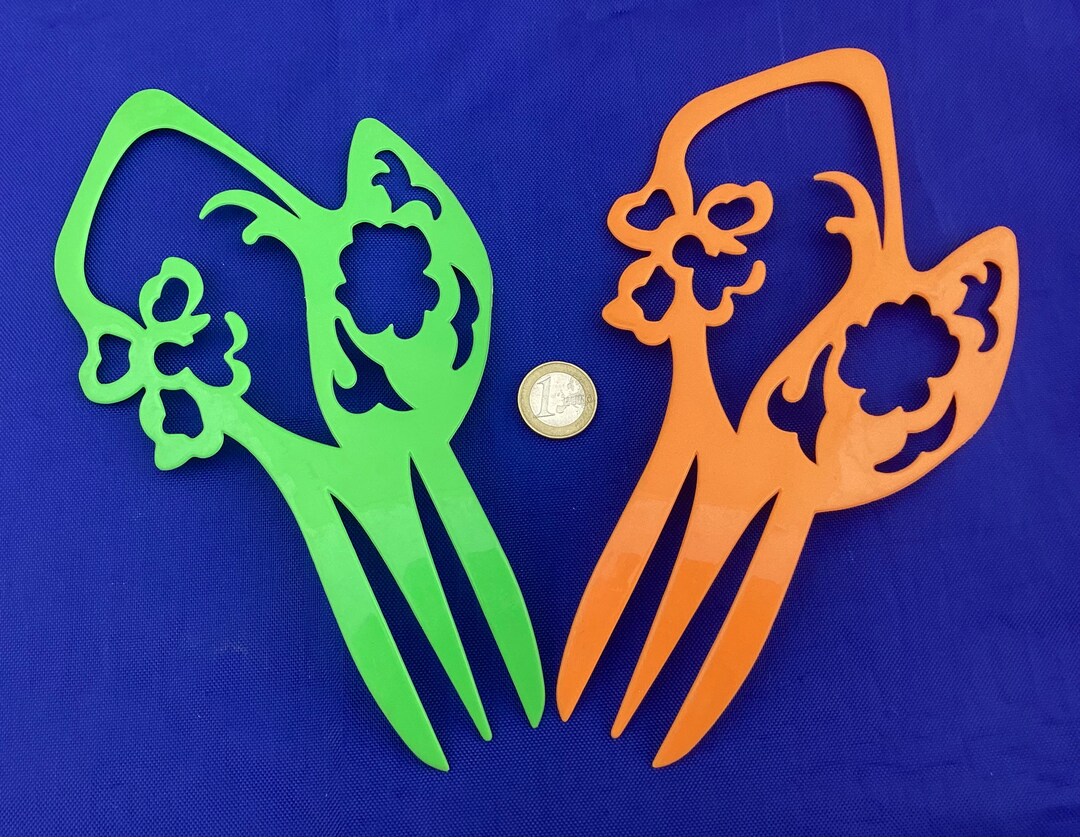 Spanish Peinetas/decorative Hair Combs Large Size Orange or Green ...