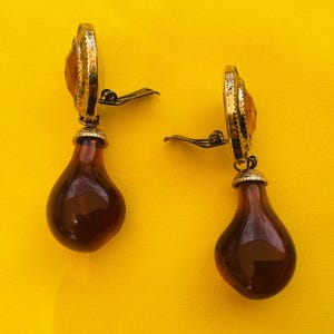 Vintage Spanish Flamenco Oversized Clip on Earrings, Gold Tone With ...