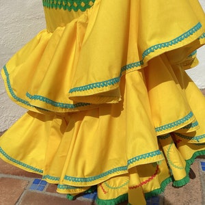 Stunning Yellow Ruffled Flamenco/mermaid Skirt With Colourful Appliqué ...