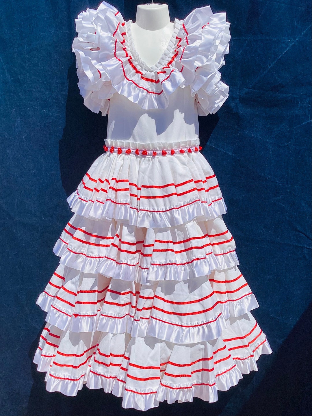 Girl’s Vintage Spanish Flamenco/flowergirl Dress Pure White With ...