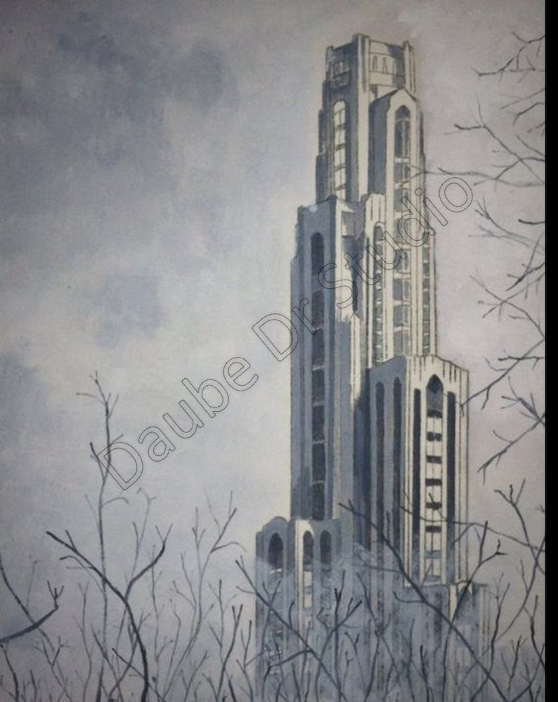 University of Pittsburgh Cathedral of Learning - Giclee - Etsy
