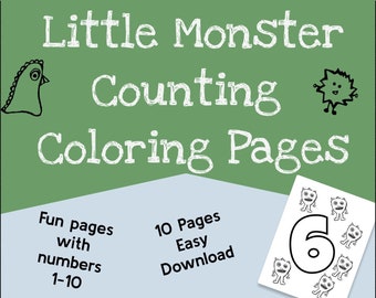 Little Monster Counting Coloring Pages Instant Download - Etsy