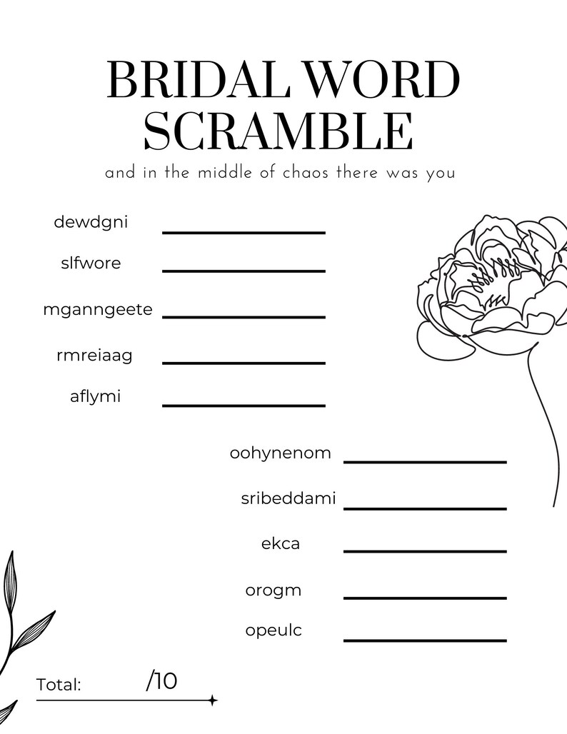 Black and White Bridal Shower Printables Bridal Shower Games ...