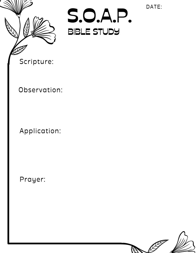 SOAP Bible Study Black and White Printable Download - Etsy