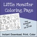 Little Monster Kids Coloring Page Instant Download - Etsy
