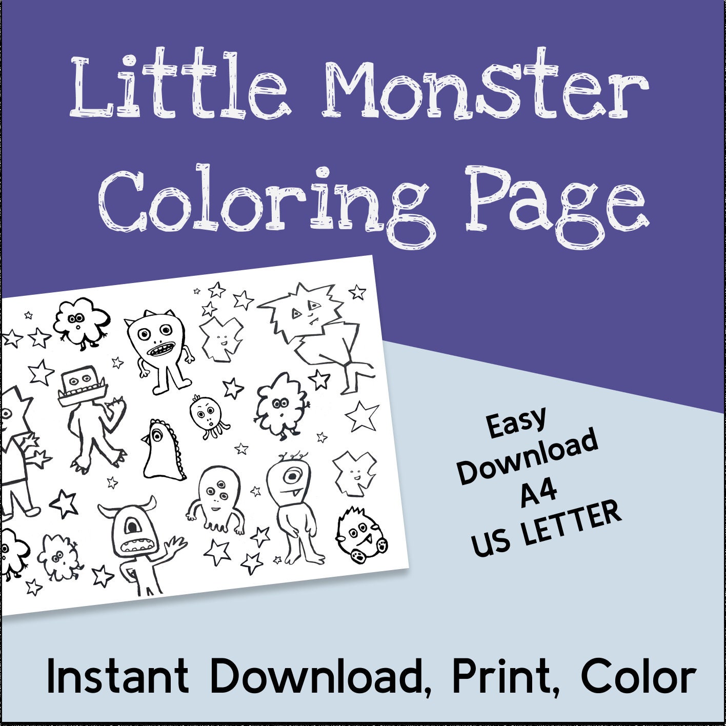 Little Monster Kids Coloring Page Instant Download - Etsy