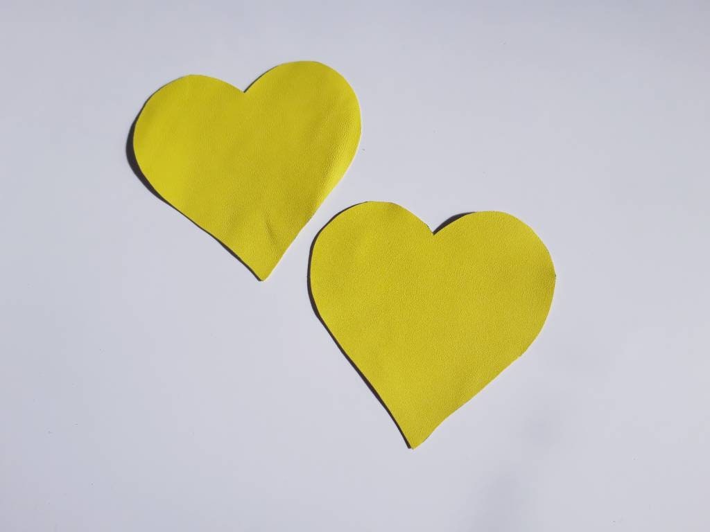 Lime green leather heart elbow patches knee pads | Etsy