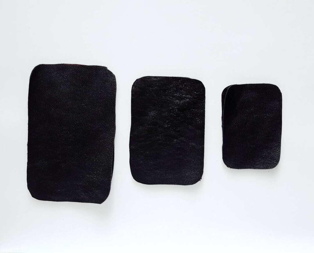 Black Leather Elbow Patches, Rectangle Sew on Pads, Natural Leather, 2 ...