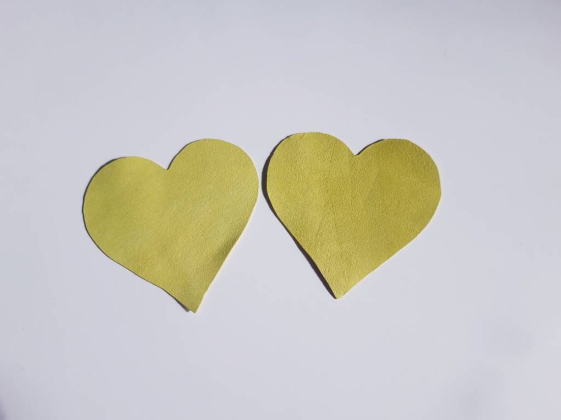Lime Green Leather Heart, Elbow Patches, Knee Pads, Heart-shaped ...