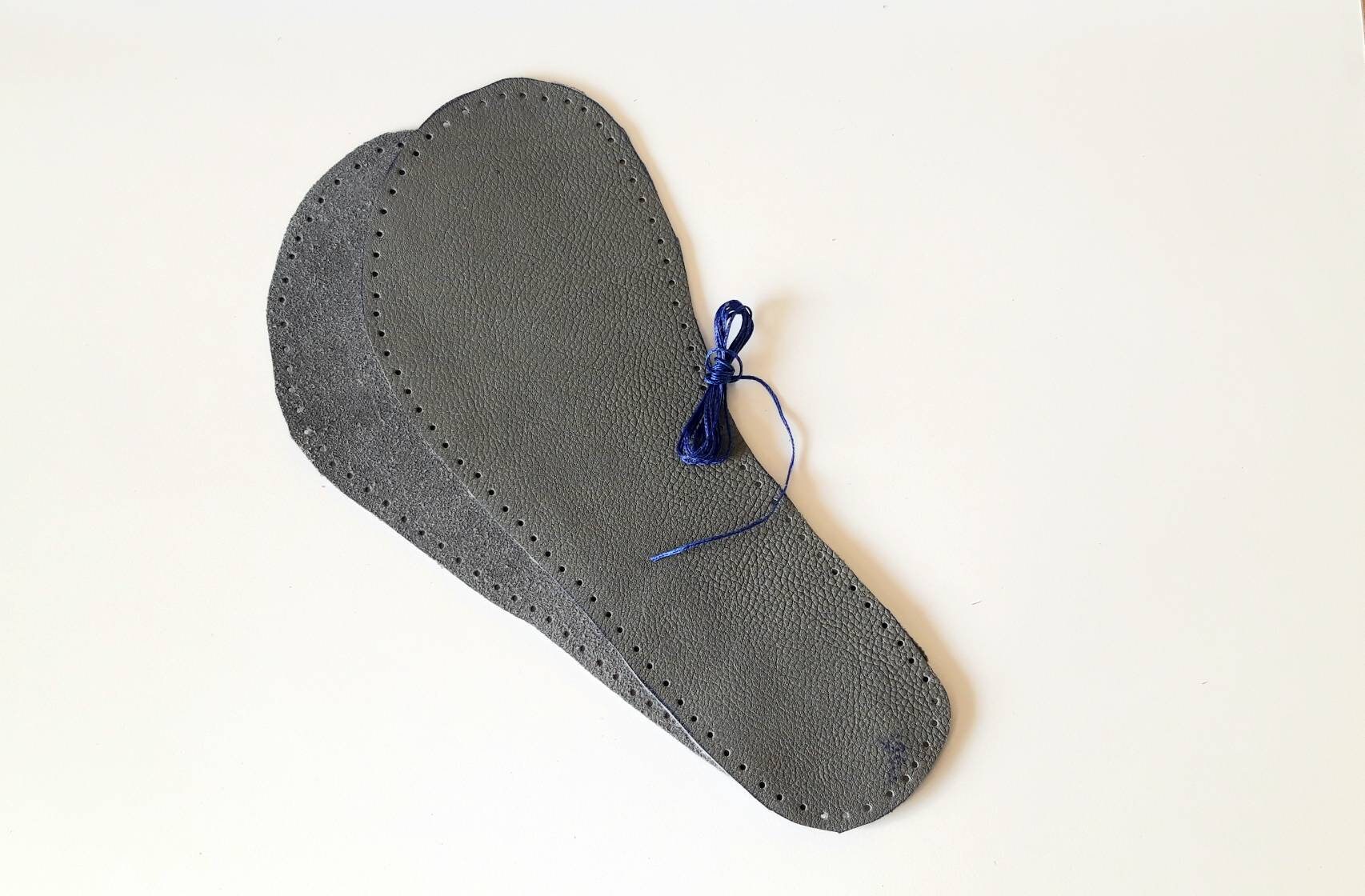 Grey Leather Sew on Soles for Slippers and Socks, Size 36EU-48EU - Etsy
