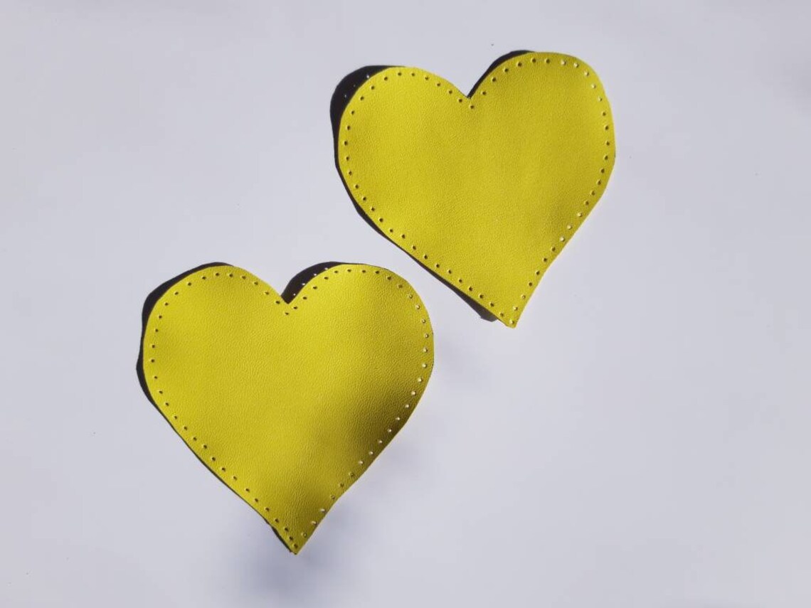 Lime green leather heart elbow patches knee pads | Etsy