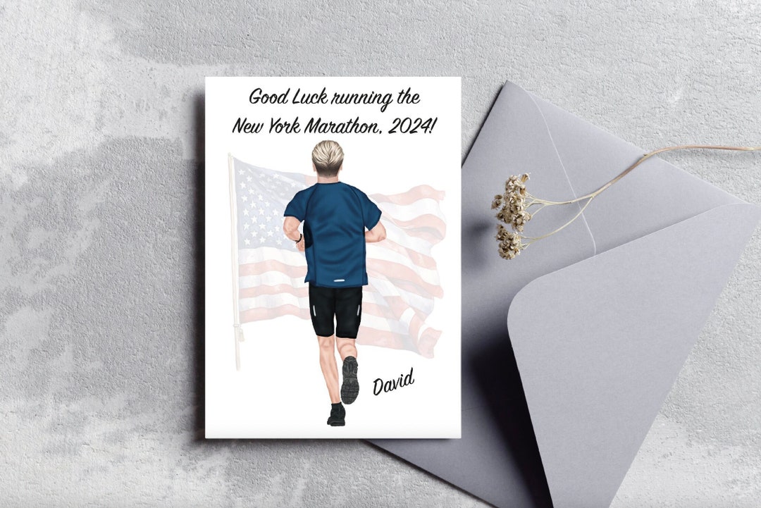 Personalised 'good Luck Running the New York Marathon' Male Runner Card ...