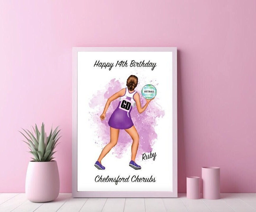 Personalised Netball Player Print birthday,daughter/sister/best Friend ...
