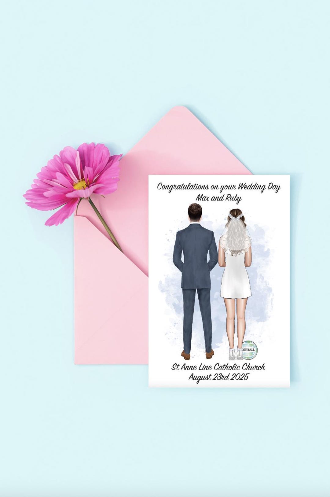 Personalised Netball Wedding Card -wedding Day, Netballer ...