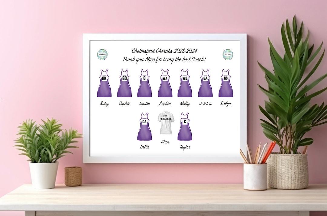 Personalised Netball Team and No 1 Coach A4 Print -best Coach, No 1 ...