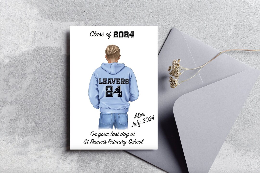 Personalised Male Leavers 2024 Primary School Card Primary School ...