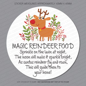 Magic Reindeer Food Christmas Stickers Labels Three - Etsy UK