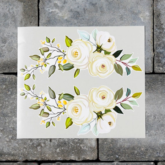 2 X White Rose Flower Flower Stickers Self Adhesive Vinyl - Etsy UK