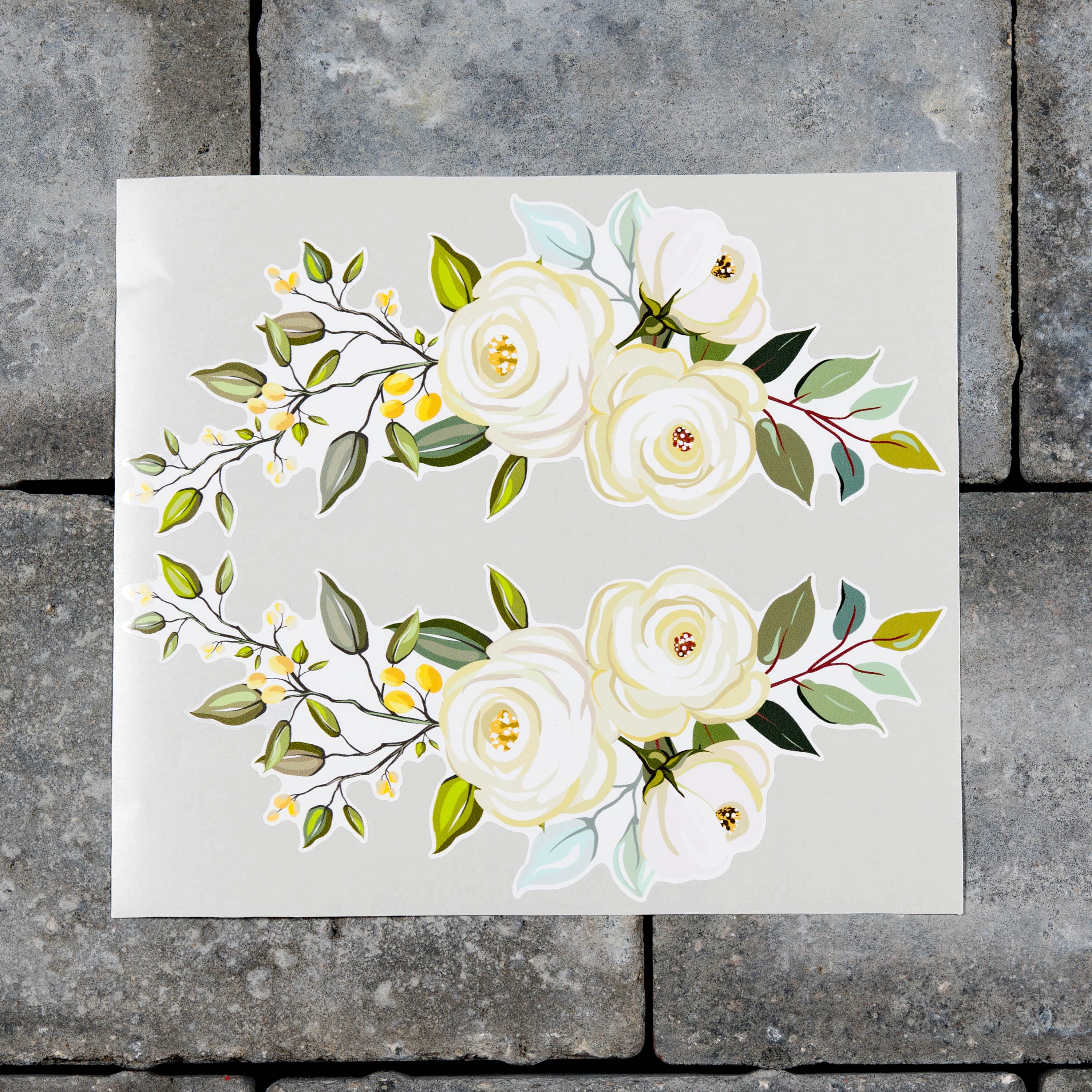 2 x White Rose Flower Flower Stickers Self Adhesive Vinyl | Etsy