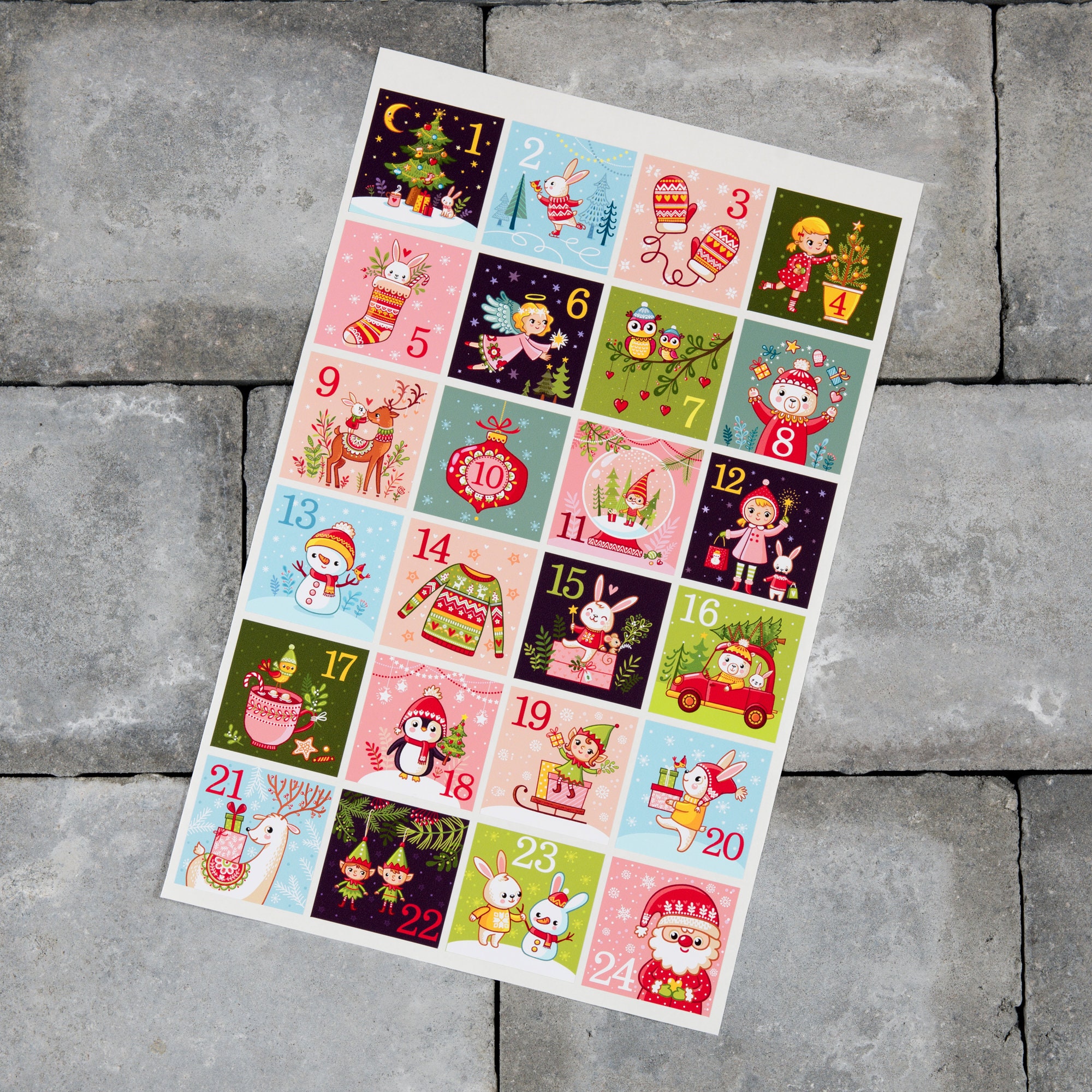 Pegatinas del calendario de Adviento Christmas Count Down - Etsy España