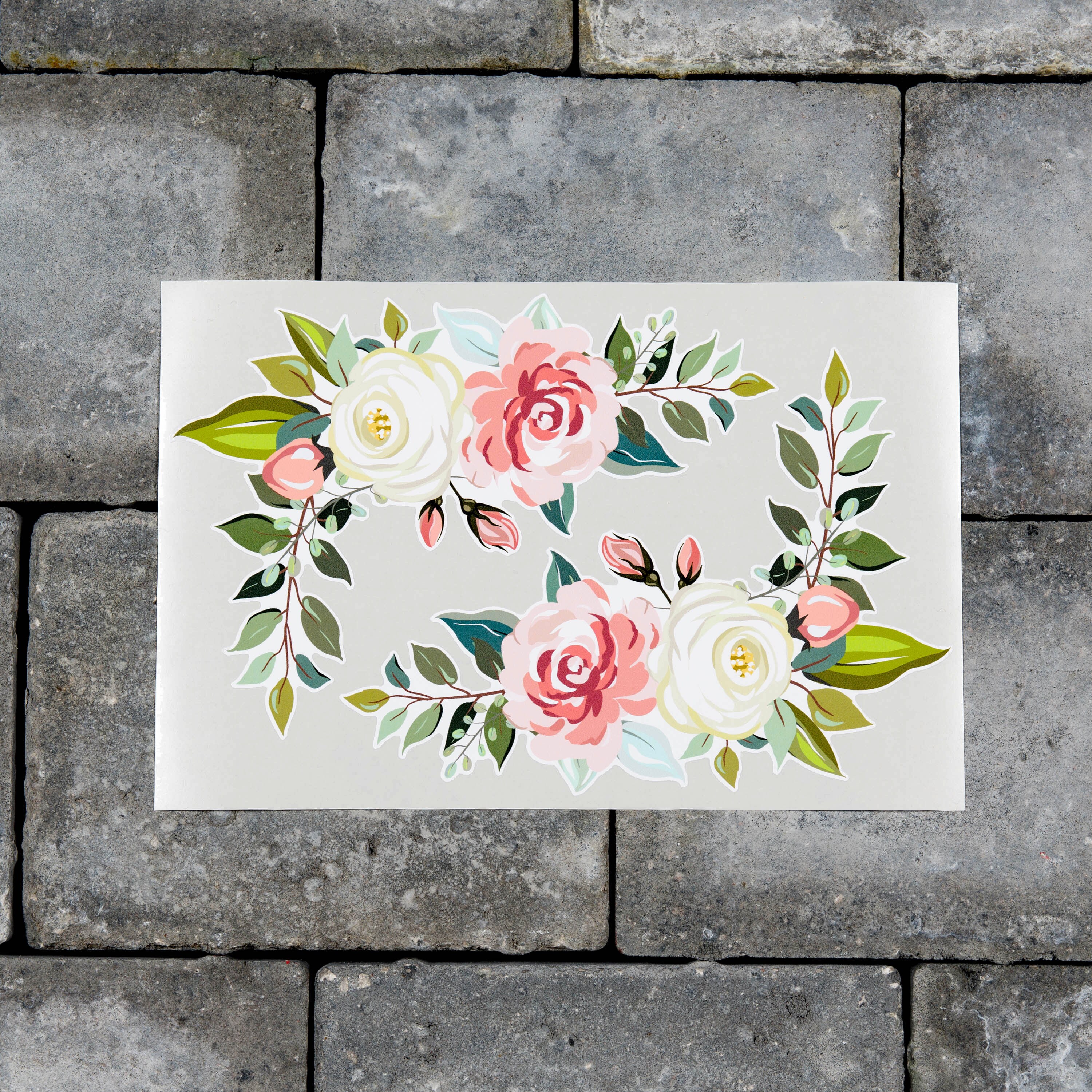 2 x Pink & White Rose Flower Flower Stickers Self Adhesive | Etsy