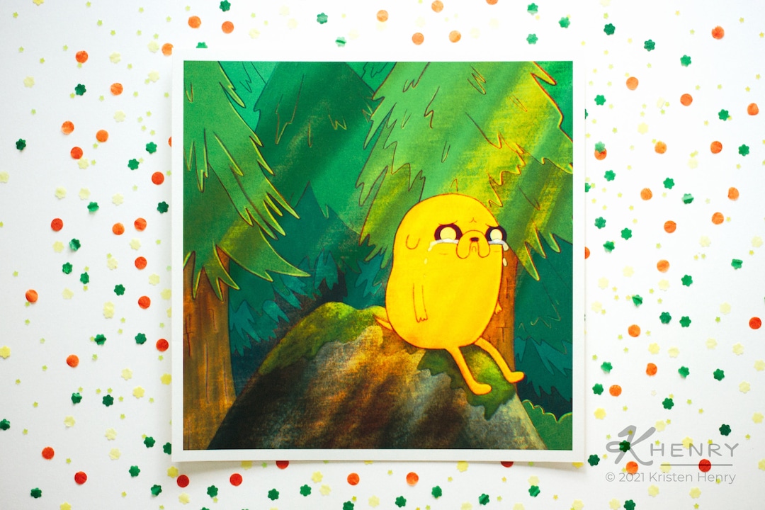 Sad Jake the Dog Fine Art Print 8x8 Inch - Adventure Time Fan Art Gift ...