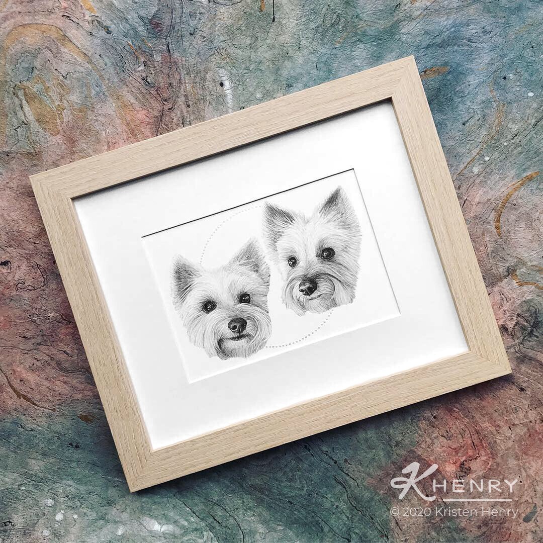 Custom Two Pet Portrait - Double Multiple Animal Dog Cat Drawing ...
