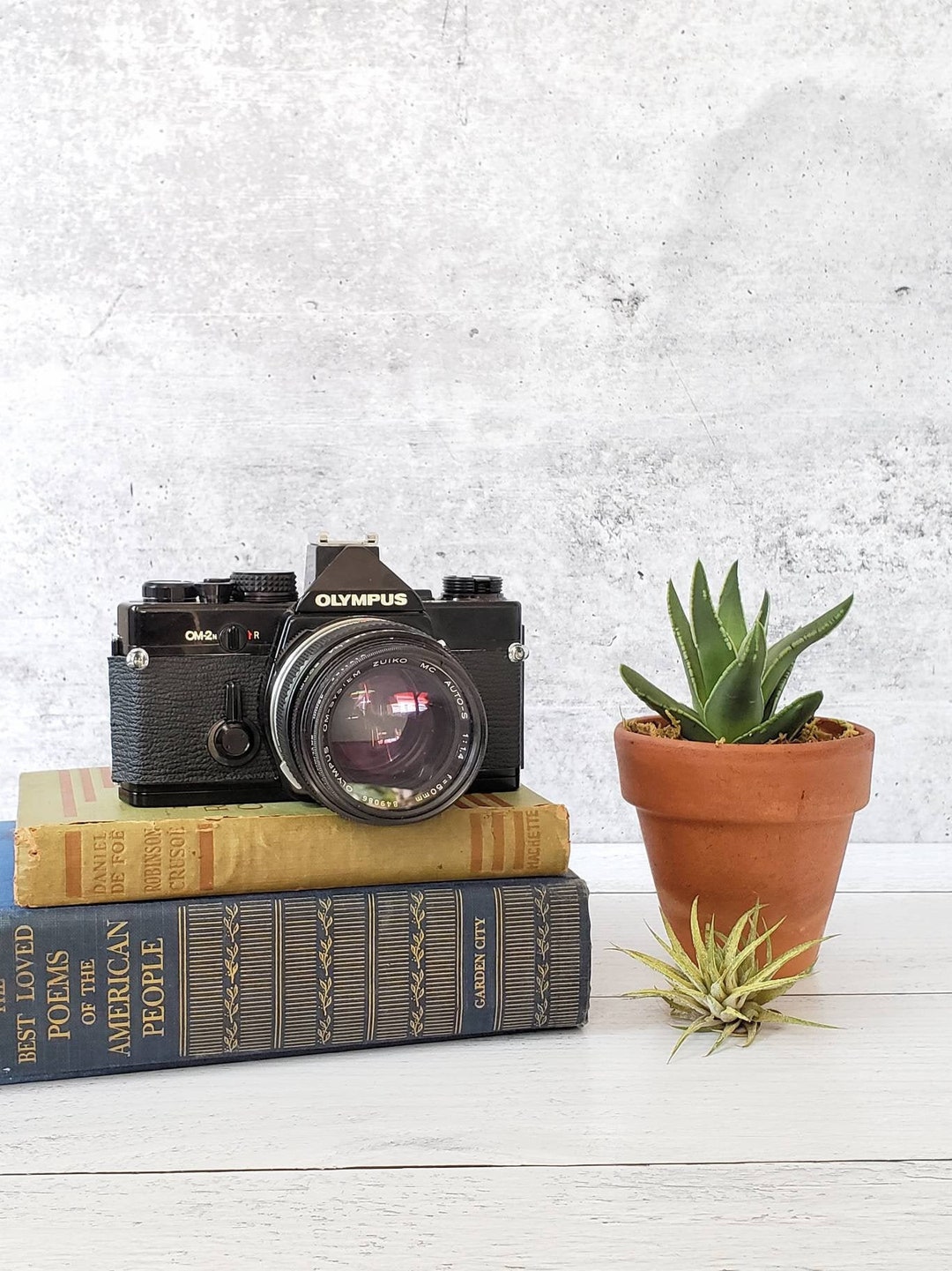 Working Vintage Olympus Camera. Black Olympus Om-2n Camera With 50mm ...