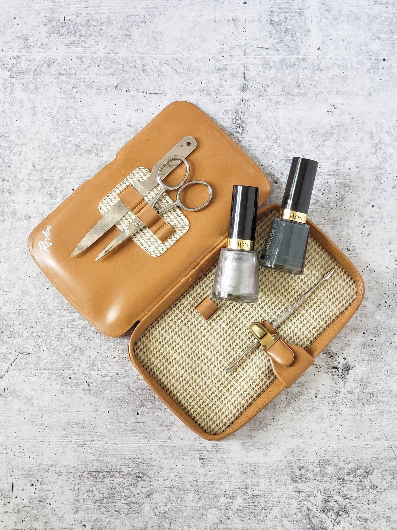 Vintage Revlon Manicure Case. Mid Century Vinyl Grooming Kit Case With ...