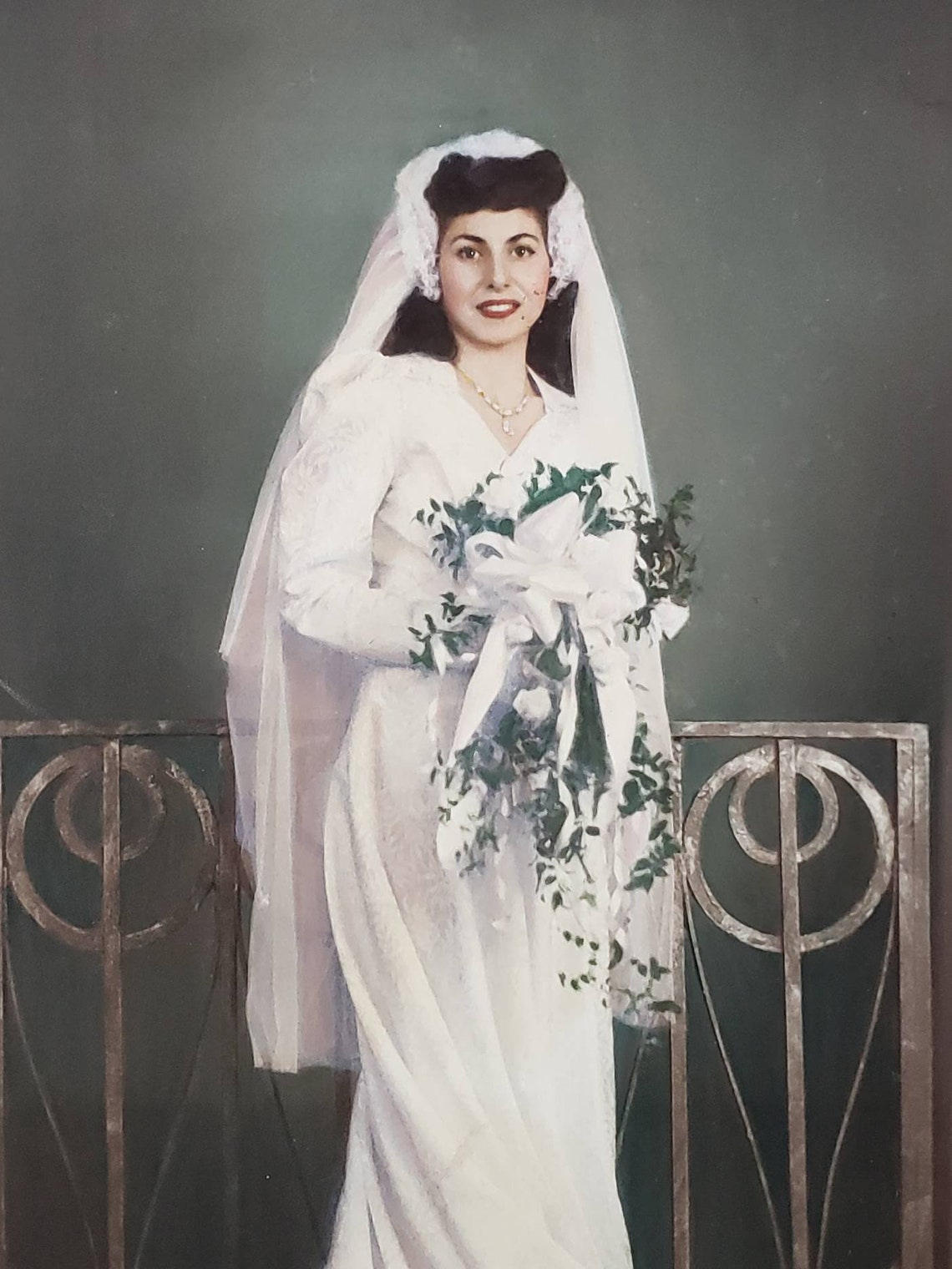 Vintage 1940s Wedding Photographs. Large Bride & Wedding Party Photos With Art Deco Easel Frames ...