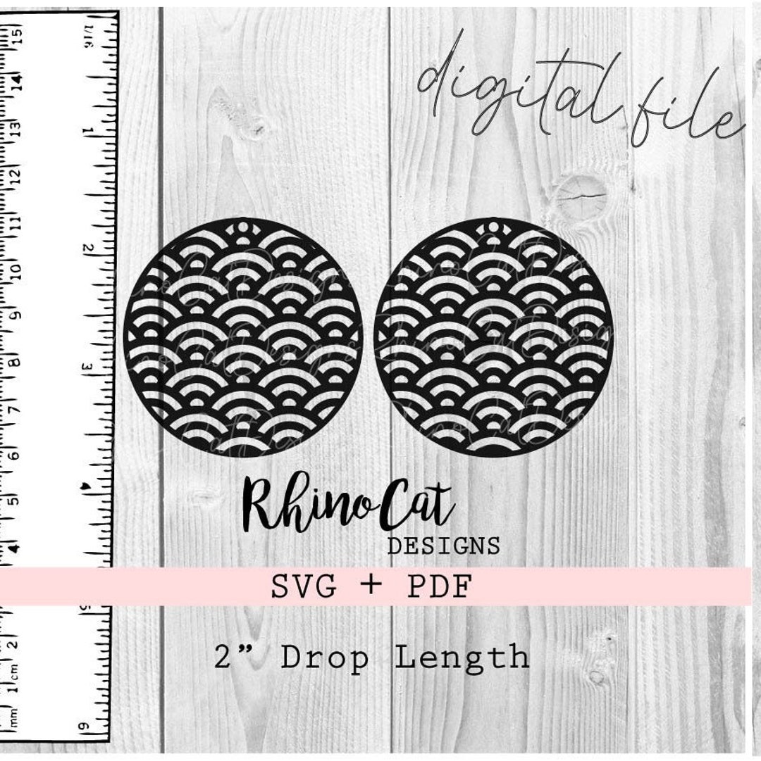 Wave Earrings Laser Cut SVG / PDF File : Ocean Waves Pattern Earrings ...