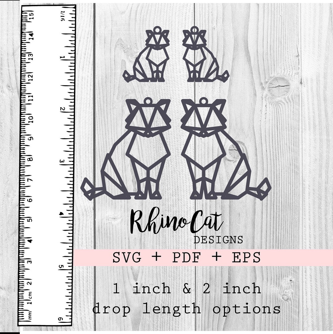 Geometric Cat Earrings SVG PDF EPS Files Cat Digital File for Laser ...