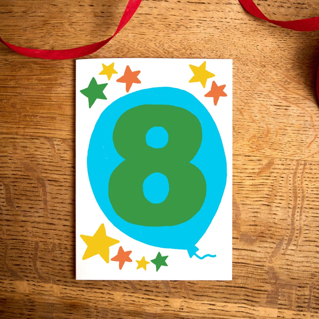 Funny Birthday Card / Happy Birthday Card for 8th Birthday ...
