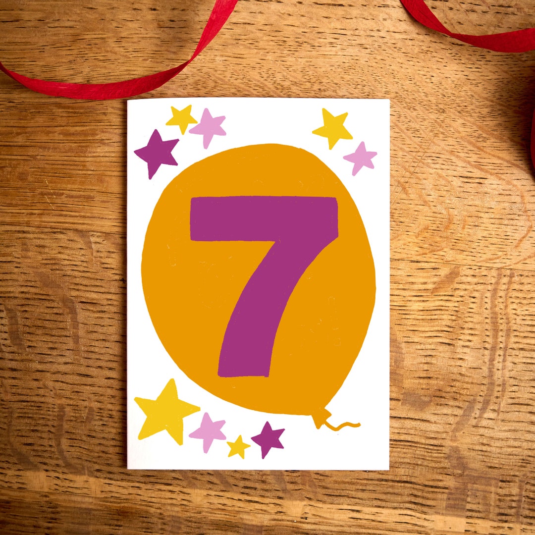 Funny Birthday Card / Happy Birthday Card for 7th Birthday ...