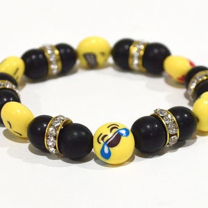 Funny EMOJI Smiley Face Bracelet - Yellow Black - Etsy