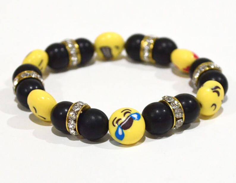 Funny EMOJI Smiley Face Bracelet Yellow Black - Etsy