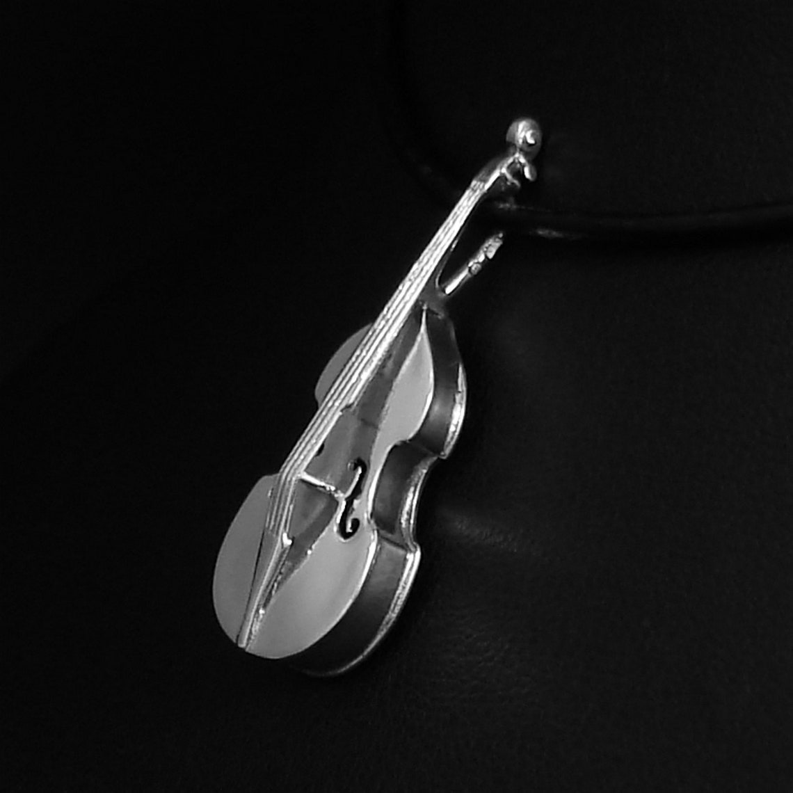 Sterling Silver Double Bass Pendant | Etsy