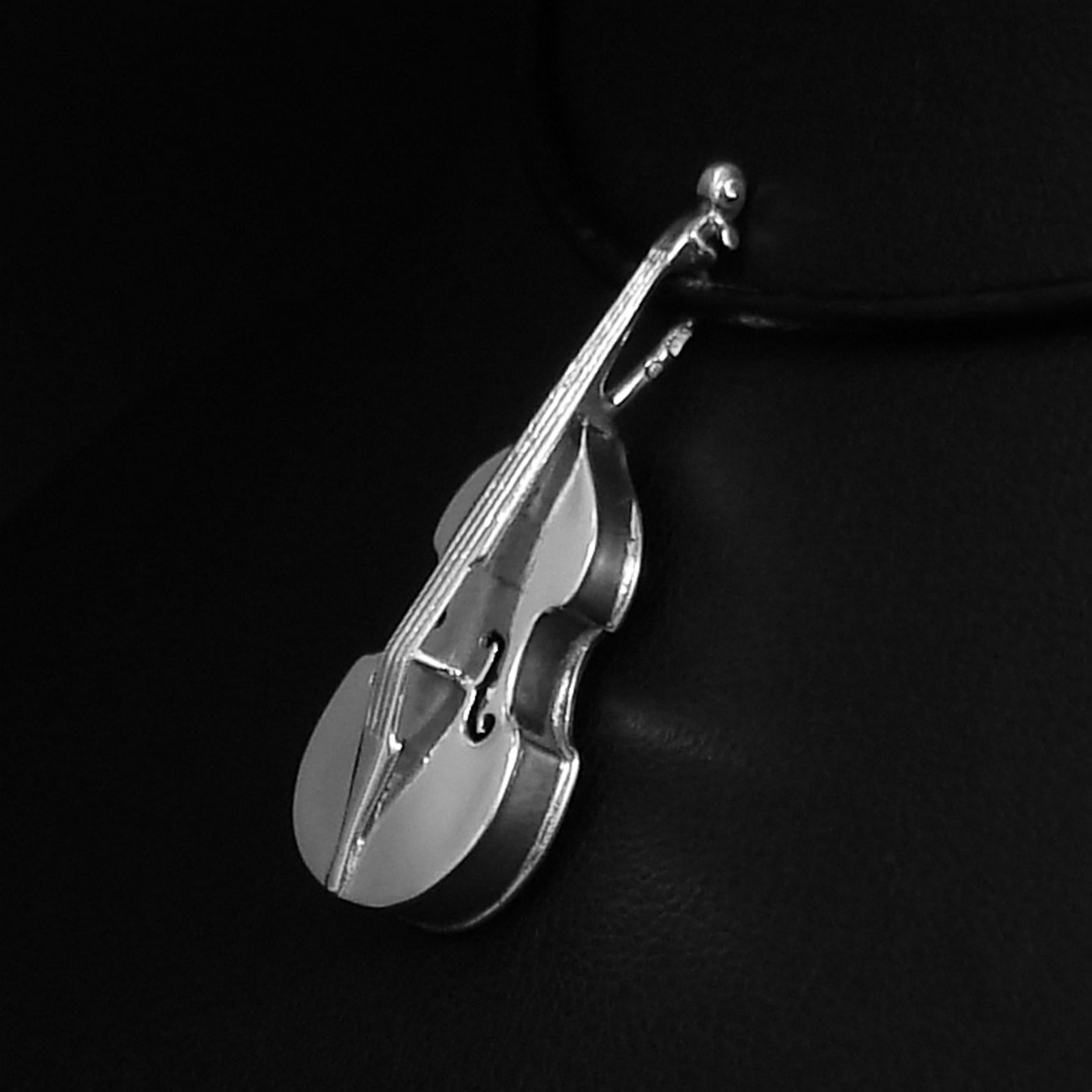 Sterling Silver Double Bass Pendant | Etsy