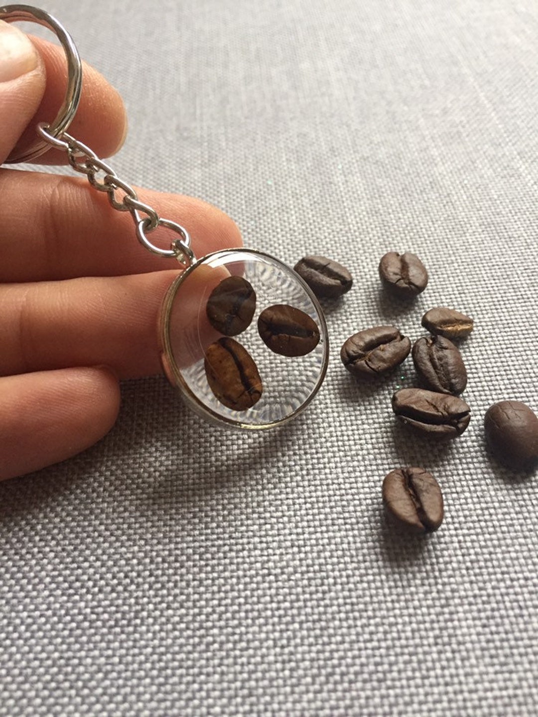 Coffee Beans Keychain, Unique Keychain, Unisex Keychain, Handmade ...