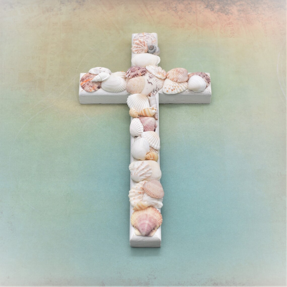 Seashell Cross Wall Décor Natural Sea Shells on a Petite - Etsy