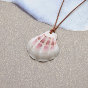 Sea Shell on a 20 Inch Leather Necklaces Natural Shell Leather Cord ...
