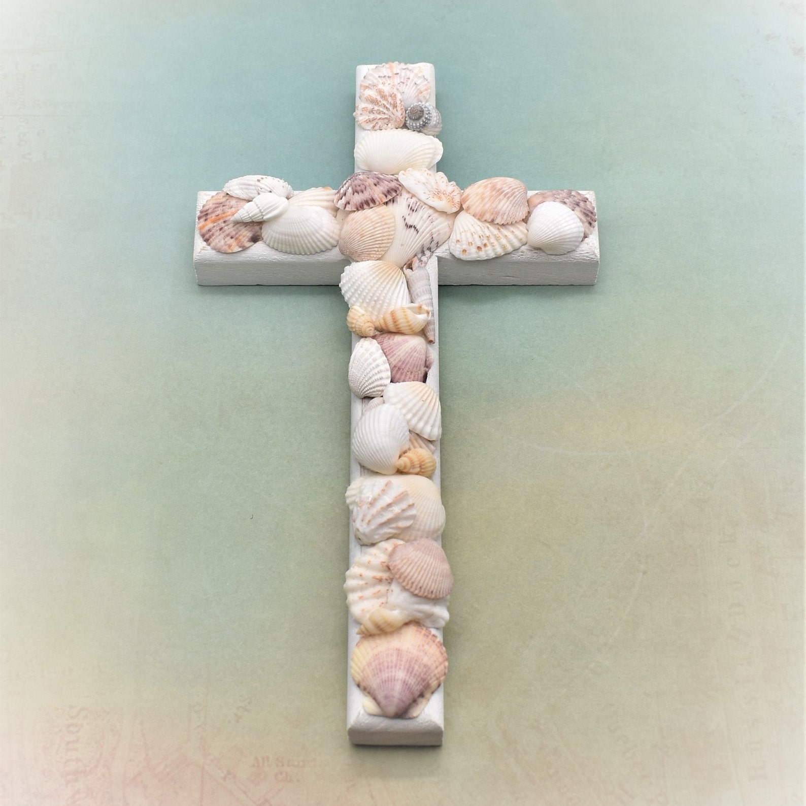 Seashell Cross Wall Décor Natural Sea Shells on a Petite - Etsy