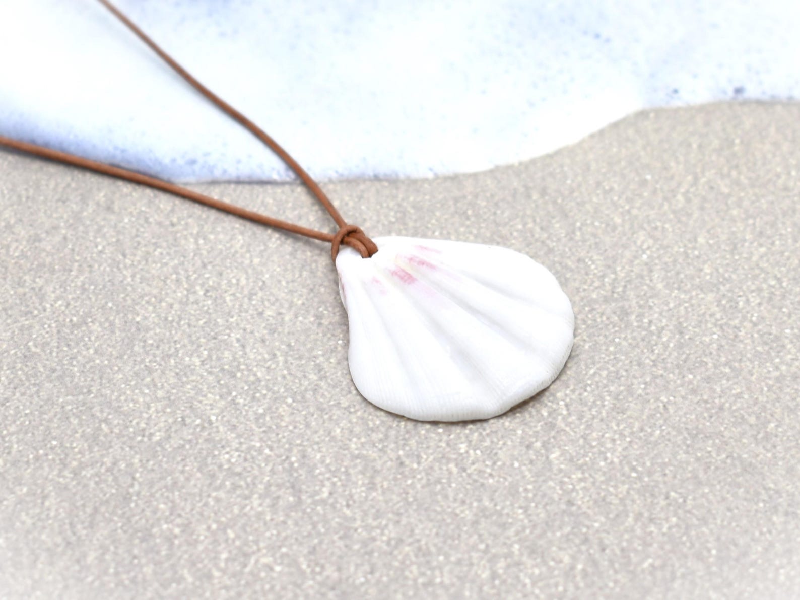 Natural Scallop Shell Necklace: 18 Inch Leather Cord, Beach Jewelry - Etsy