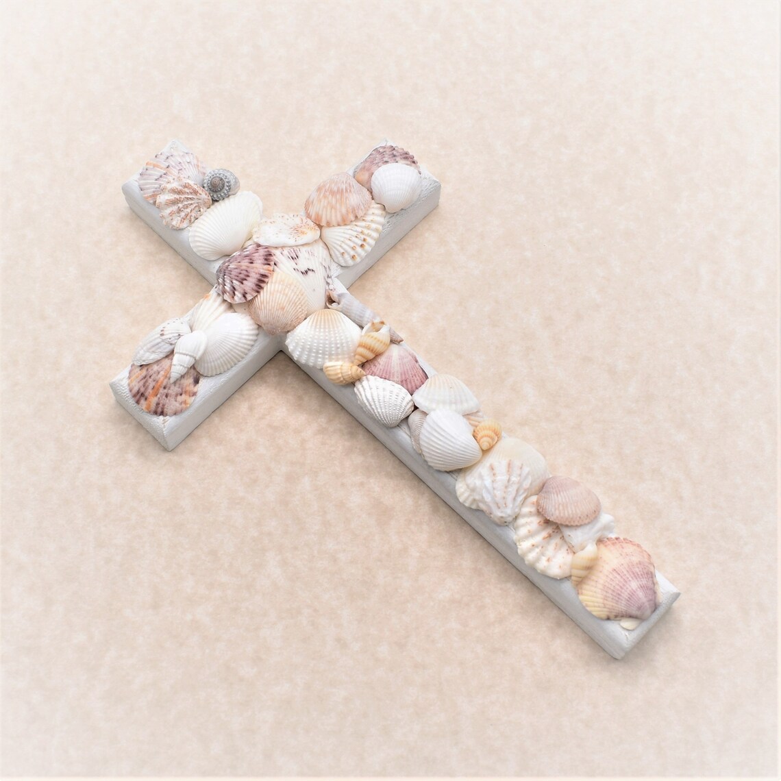 Seashell Cross Wall Décor Natural Sea Shells on a Petite - Etsy