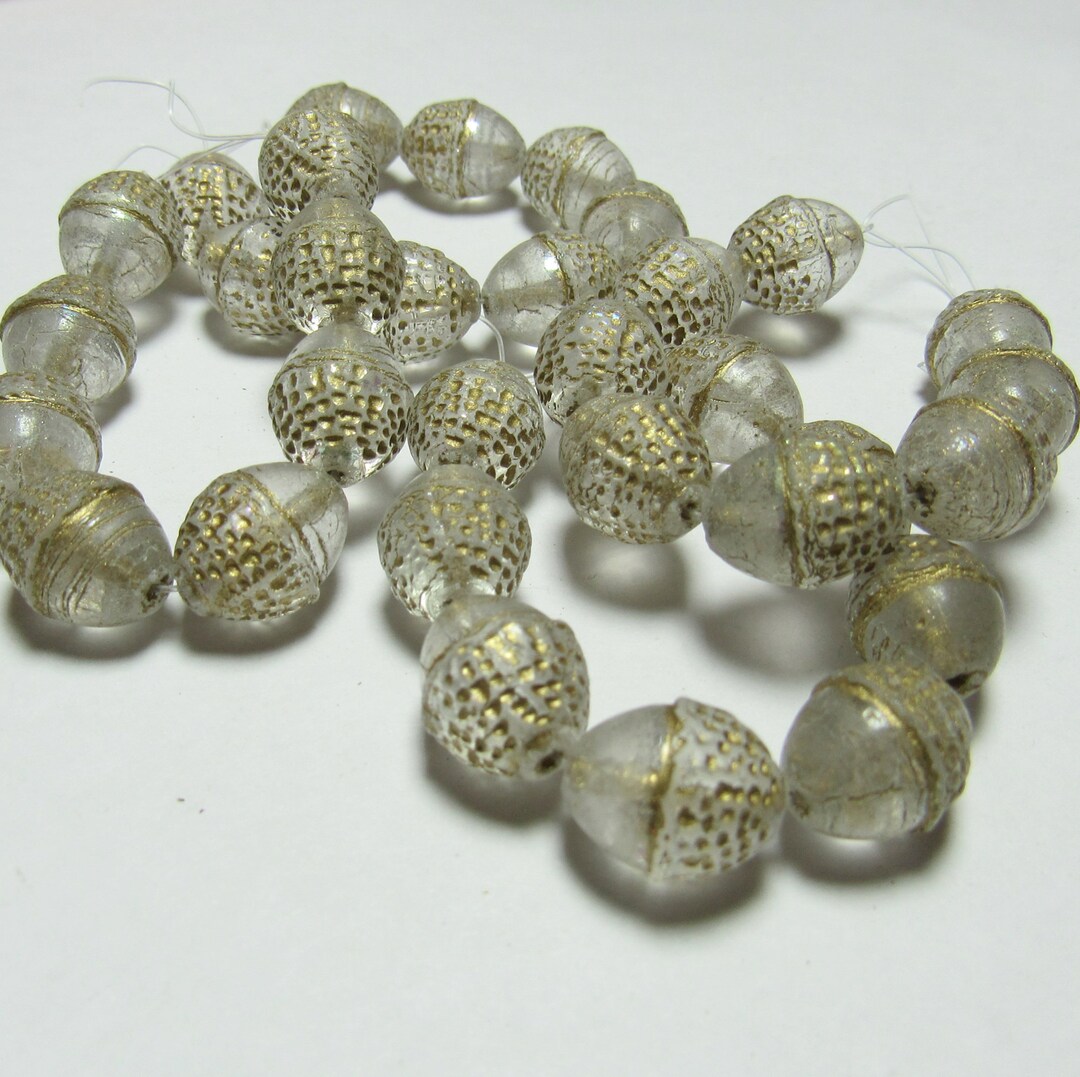 Czech Glass Acorn 10x12mm Beads Matte Transparent Glass W Gold Wash 8 ...
