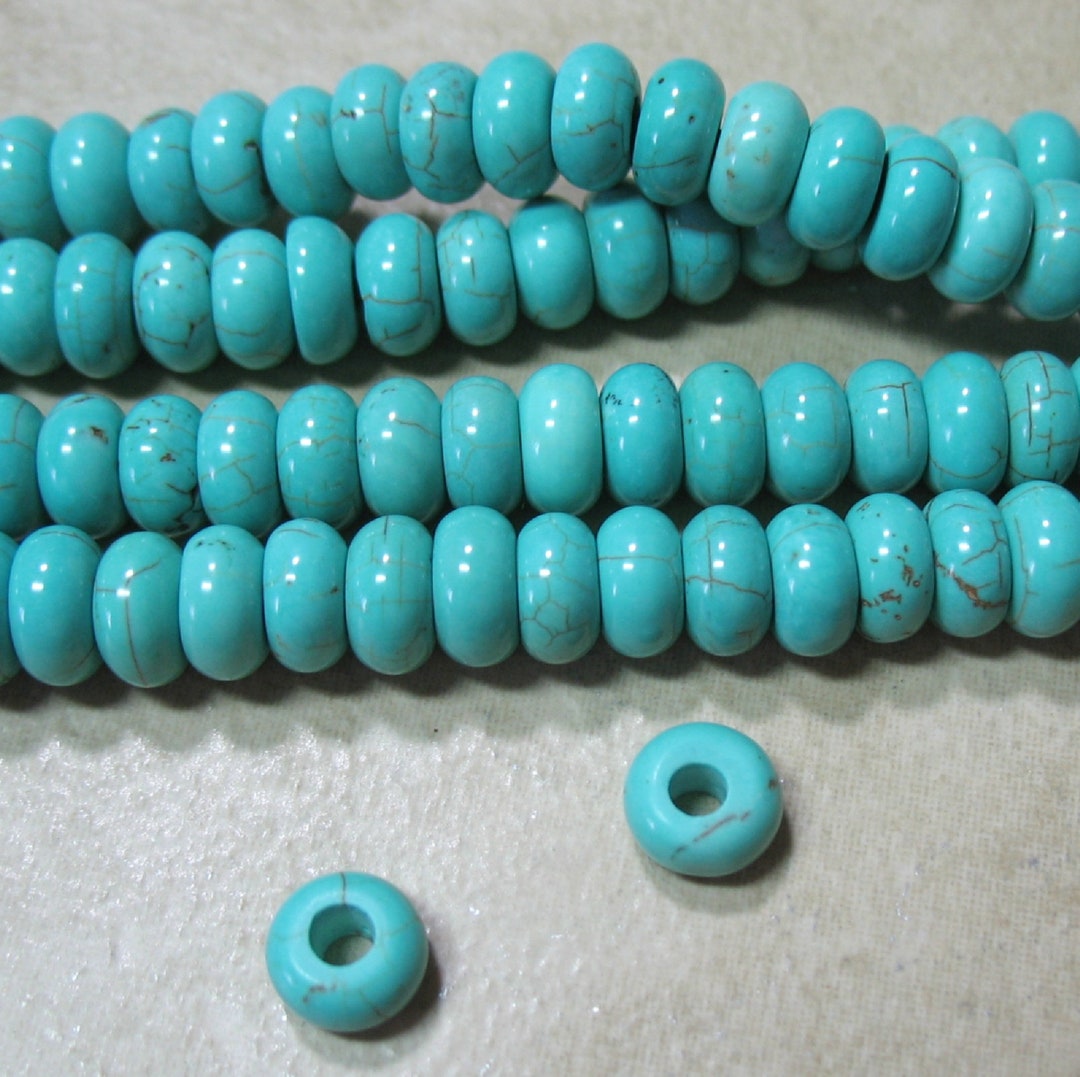 2mm Large Hole Turquoise Howlite 5x8mm Rondelle Beads 7.5" Strand, Sky ...