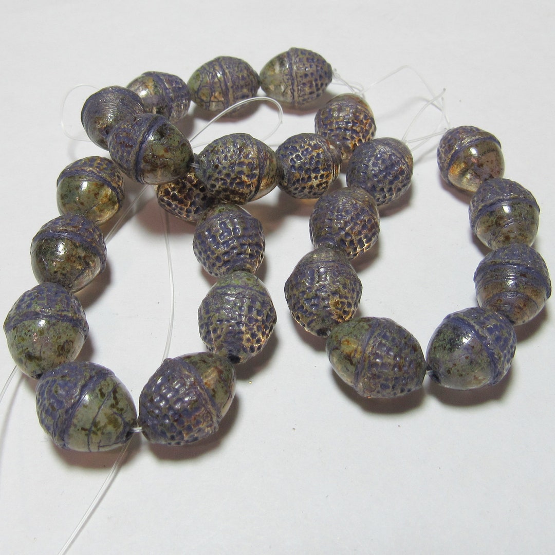 Czech Glass Acorn 10x12mm Beads Transparent Glass Purple Wash 8 Pcs - Etsy