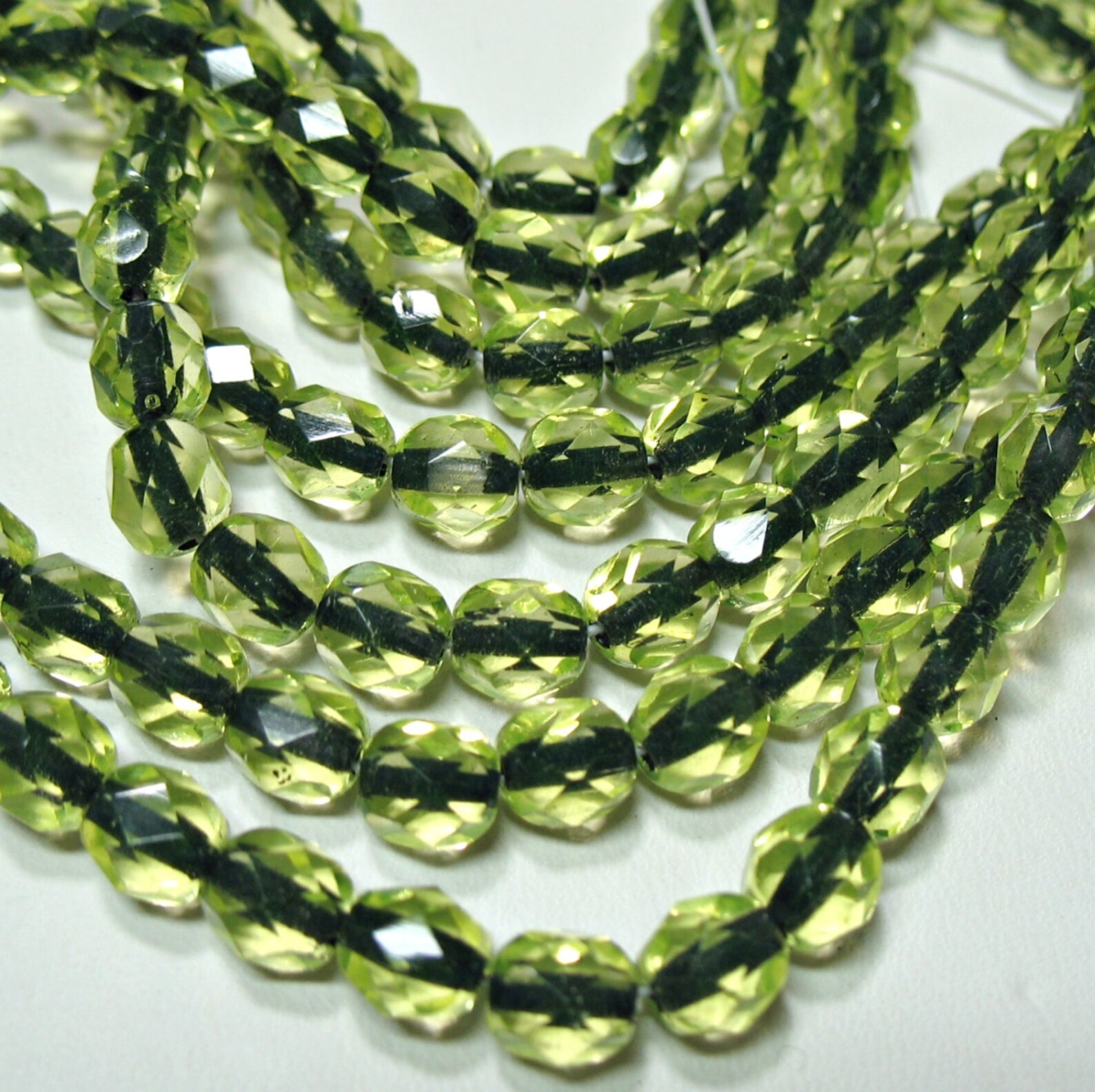 Uranium Glow Green Black Lined 6mm Czech Glass Faceted Round | Etsy