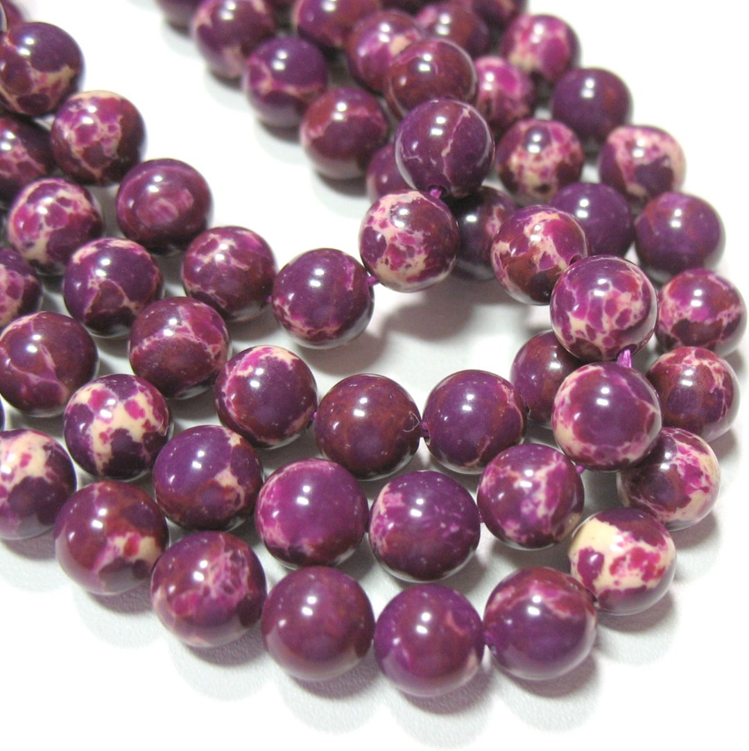 Purple Impression Jasper Round Stone Beads 15.5